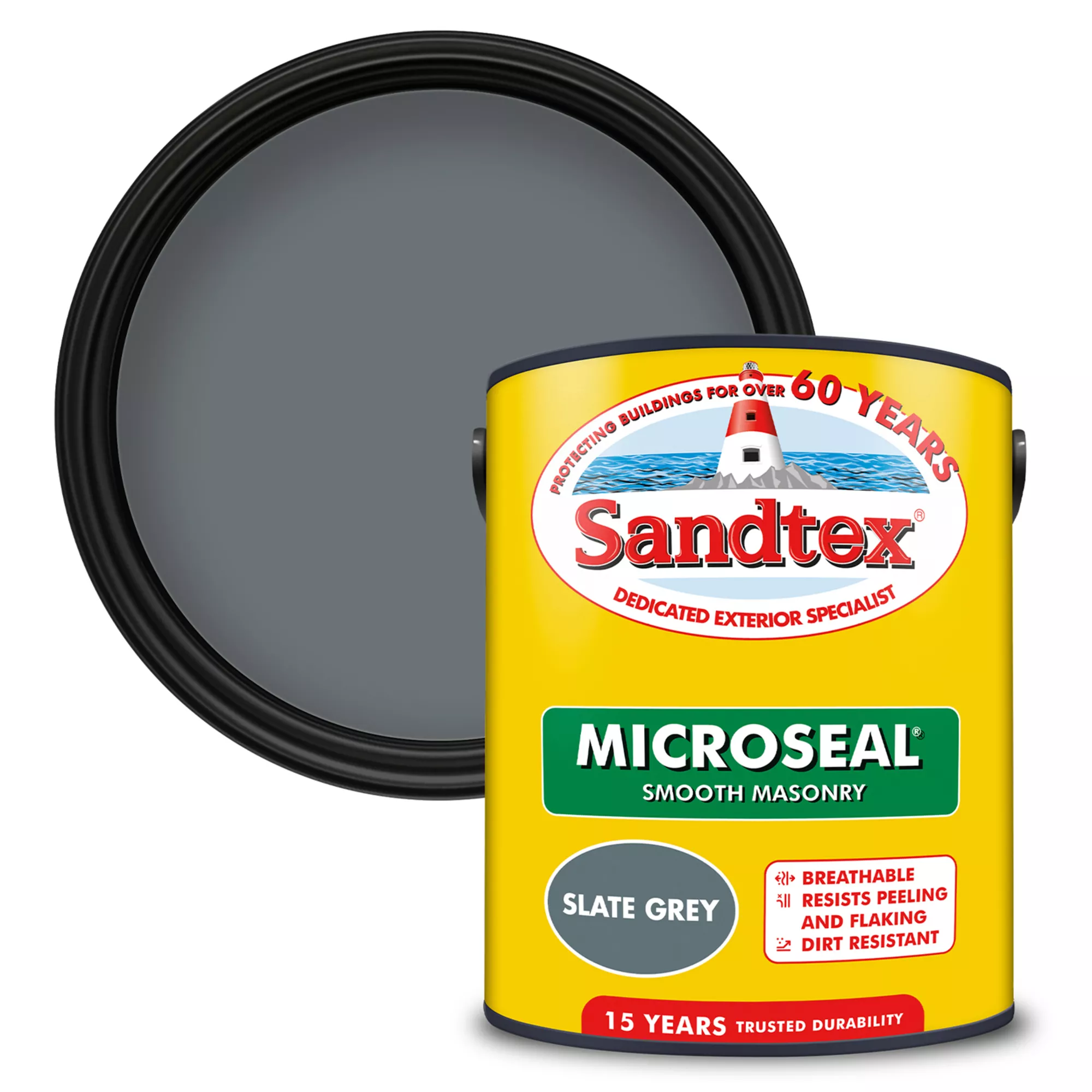 Sandtex Slate Grey Smooth Matt Masonry Paint, 5L Tub add happy ...